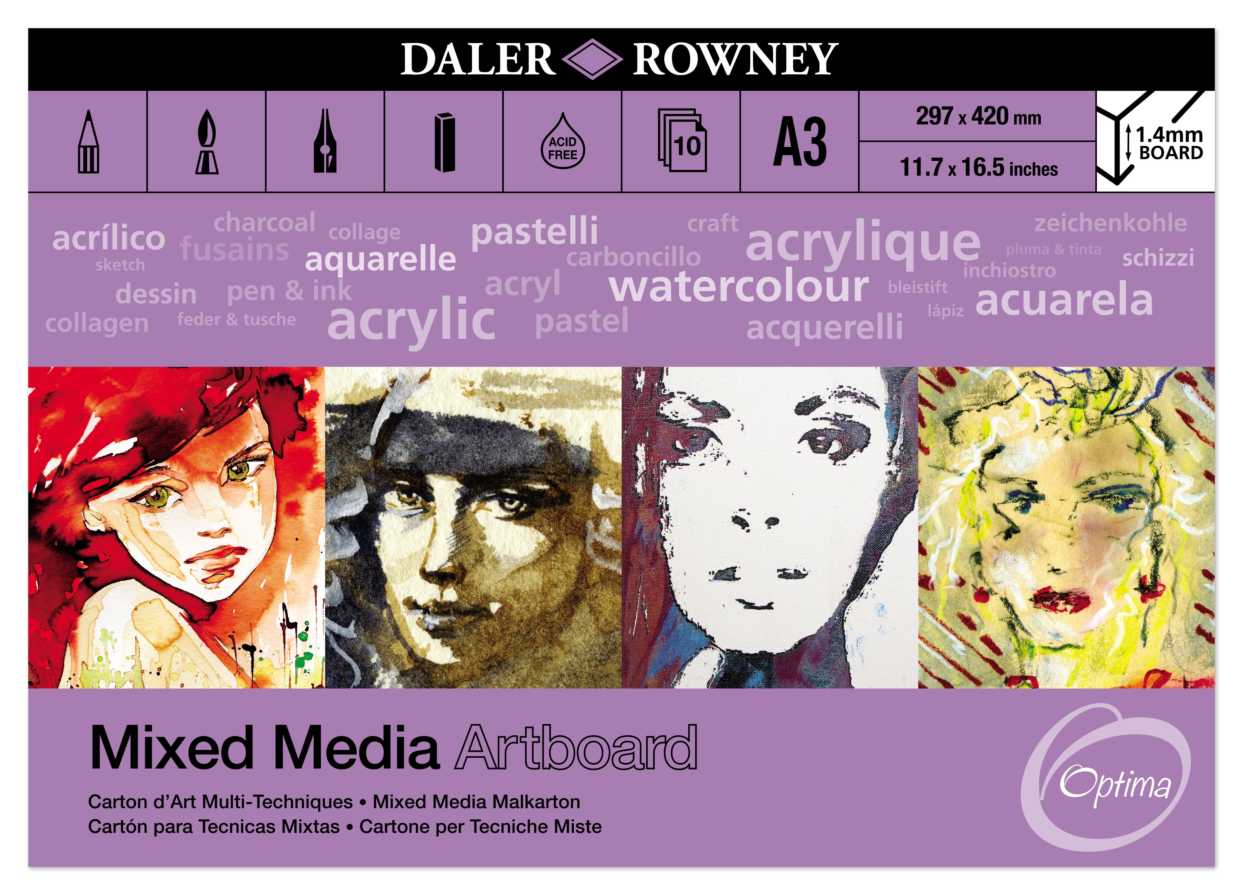 Daler Rowney Optima Mixed Media Artboard A3 x 10 Boards | PaperStory ...